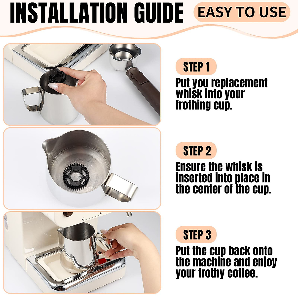 Kittmip 4 Pieces Coffee Milk Frother Replacement Frother Whisk Coffee Whisk Compatible with Keurig Single Serve Coffee Makers for Latte Cappuccino Maker, Black