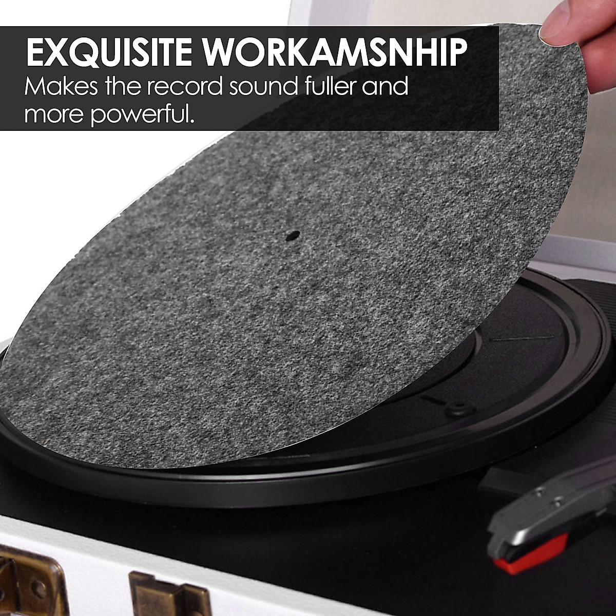 Turntable Platter Mat Slip Mat Anti-Vibration Pad Improves Sound & Performance for Record Players(Black)