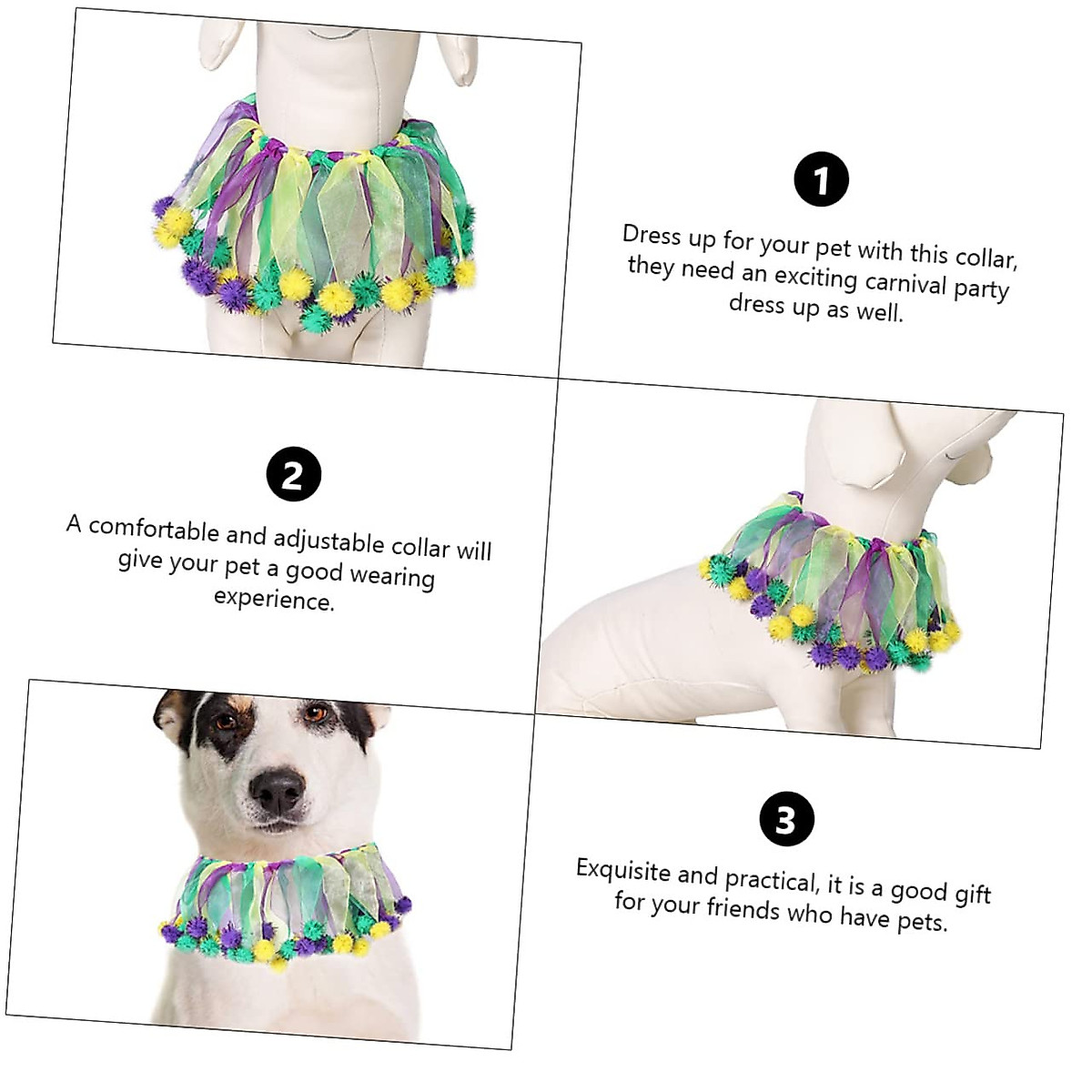 Beavorty 3 Pcs Pet Collar Comfortable Dogs Collar Carnival Cat Collar Wound Healing Cone Dog Surgery Collar Cat Elizabethan Collar Pet Carnival Collar Pet Neck Skirt Small Dog Polyester