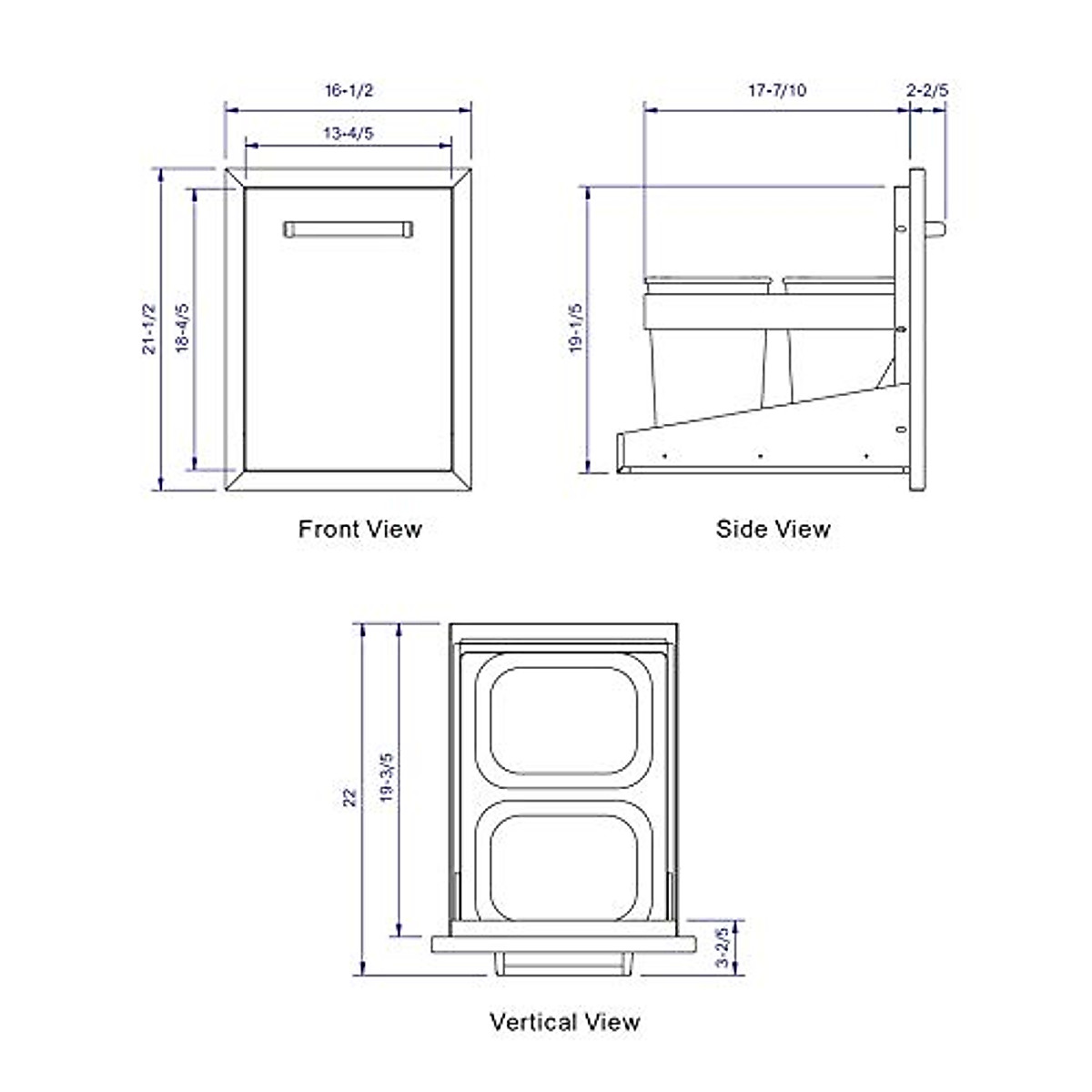 Outdoor Kitchen Drawer Pull Out Trash Drawer BBQ Island, Stainless Steel