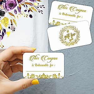PARTH iMPEX 50 Coupon Cards - Gold Foil Stamping 3.5"x2" Blank Gift Certificates Redeem Vouchers