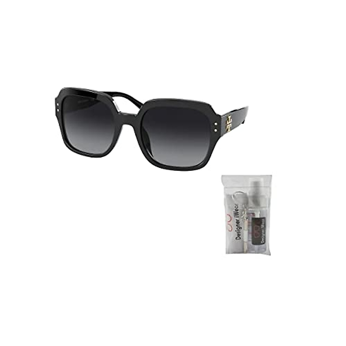 Tory Burch TY7143U 1326T3 56MM Black/Grey Gradient Polarized Square Sunglasses for Women + BUNDLE with Designer iWear Eyewear Kit
