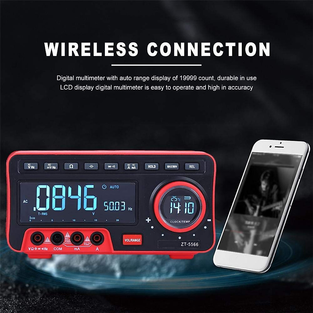 Benchtop Digital Multimeter ZT5566 Multifunctional Electrical Tester 19999 Count Multimeter Auto Range Voltage Meter with Music