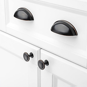 KOOFIZO Stepped Round Cabinet Knob - Oil Rubbed Bronze Pull Handle (Dia.31mm / 1.2 Inch), 10-Pack for Kitchen Cupboard Door, Bedroom Dresser Drawer, Bathroom Wardrobe Hardware