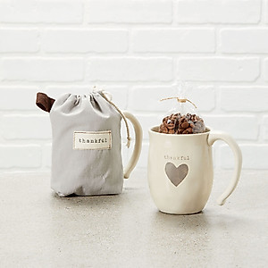 DEMDACO Thankful Heart Cream Inspirational 16 ounce Ceramic Stoneware Coffee Mug