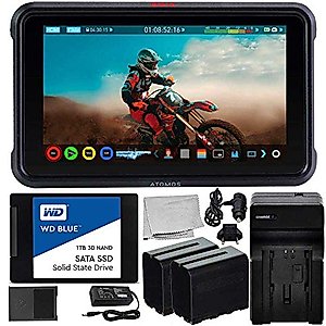 Atomos Ninja V 5" 4K HDMI Recording Monitor with WD Blue SSDmini (1TB) Essential Bundle – Includes: 2X Rechargeable Lithium-Ion Battery + Battery Charger + Microfiber Cleaning Cloth