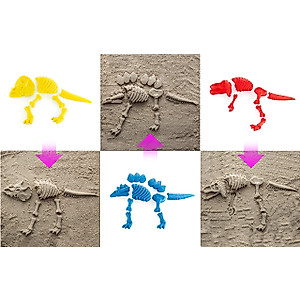 Top Race 3 Large Dinosaur Sand Molds, Fossil Skeleton Beach Toy Set - Perfect for Dinosaur Bones for Sandbox Play.