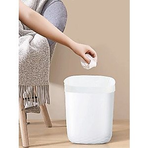 Feisco 2.4 Gallon Trash Can Wastebasket with 60 Counts of Trash Bag,Small Trash Can Garbage Container Bin for Bathroom Bedroom Kitchen Office (White)