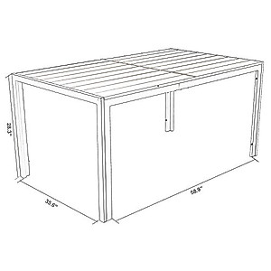 Kozyard Coolmen Outdoor Patio Indoor Dining Table Rectangle 35.6'x58.9' and Wood Like Laminate Table Top for 6 Person Porch Deck Garden (Grey)
