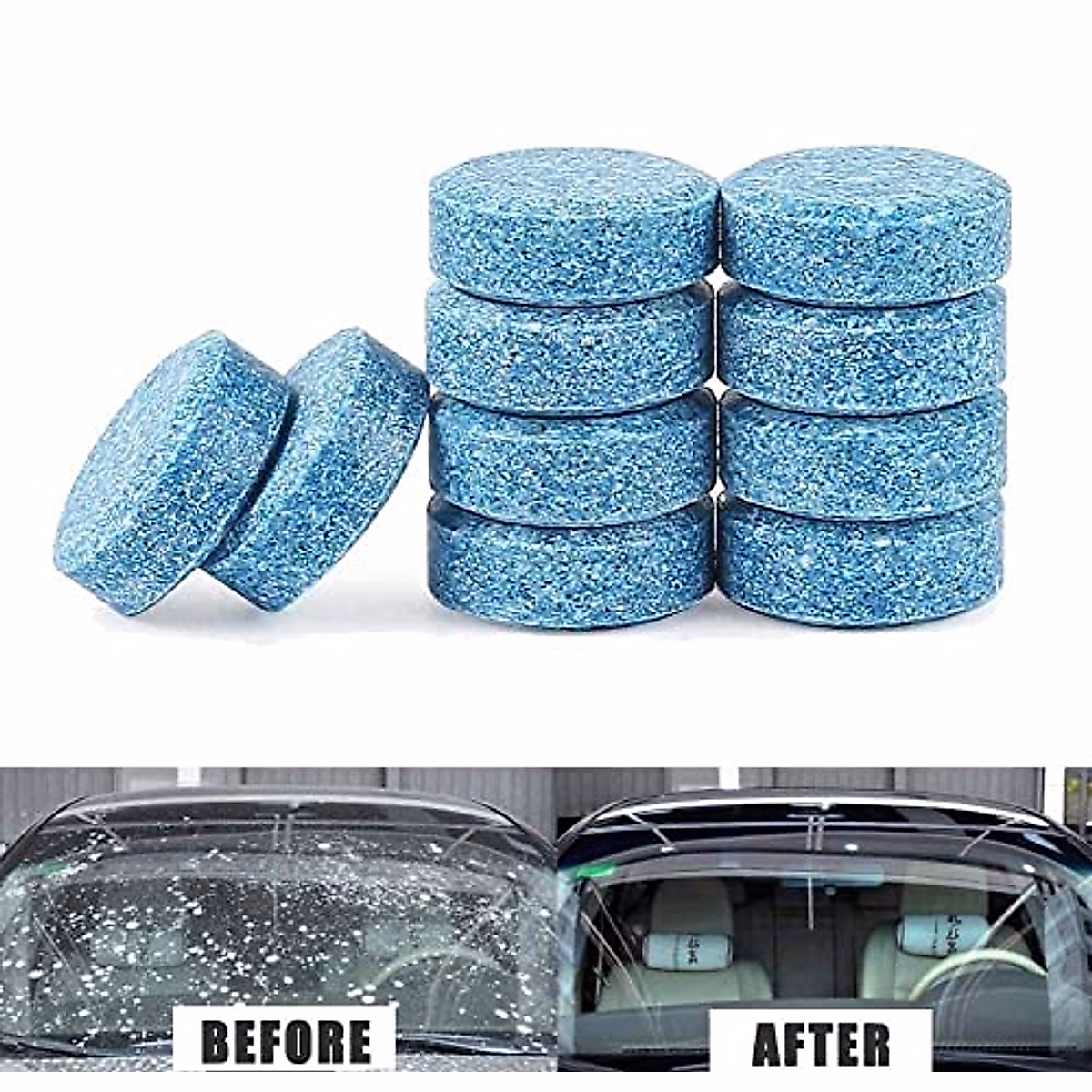 Kindax Car Windshield Washer Tablets 40Pcs Car Glass Wiper Fluid Concentrated Clean Tablets 1 Pack Makes 42 Gallons,1 Piece Makes 1.05 Gallons