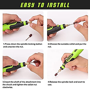 Yougfin Mini Cordless Rotary Tool, 3-Speed and USB Charging Rotary Tool Kit with 44 Accessories, Multi-Purpose 3.6V Power Rotary Tool for Sanding, Polishing, Drilling, Etching, Engraving, DIY Crafts