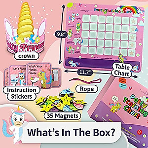 Unicorn Potty Training Chart & 35 Magnetic Stickers - Potty Chart, potty training sticker chart, potty training chart for toddlers girls, potty training stickers, potty chart for boys with stickers