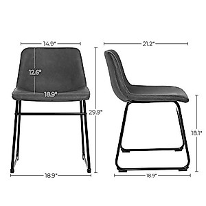 SONGMICS Set of 2 Dining Chairs with Backrest, Metal Legs, Comfortable Wide Seat, 18.9 x 21.2 x 29.9 Inches, Retro Black