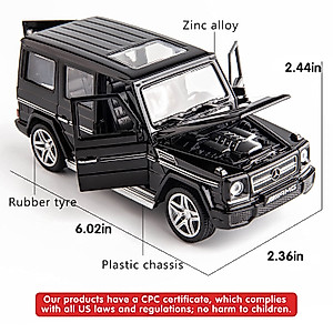 BDTCTK Compatible for 1:32 G65 Model Pull Back Car with Sound and Light for Kids Boy Girl, Metal Body, Door Opened, Black