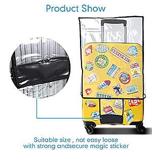 Jexine Clear PVC Luggage Cover 2 Pcs Large Suitcase Cover Protectors Transparent Protective Luggage Protector for Travel Suitcases Bags (20 Inch, 28 Inch)
