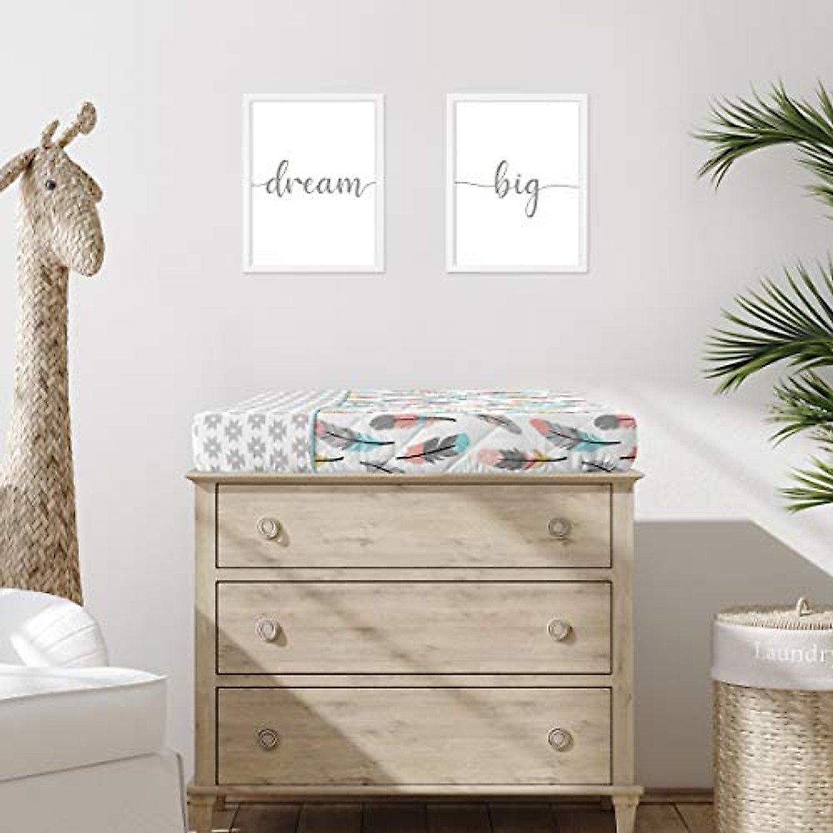 Feather Collection Girls Baby Changing Pad Cover