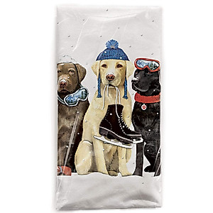 Mary Lake-Thompson Winter Dog Friends Flour Sack Dish Towel