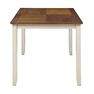 OSP Home Furnishings West Lake Dining Table Set, 7-Piece, Antique Tobacco Finish Top and Cream Base with Linen Fabric