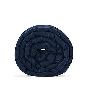 California King Size Weighted Blanket | 90''x108'',25lbs | Perfect for Couples | Premium Cotton Material with Glass Beads | Navy