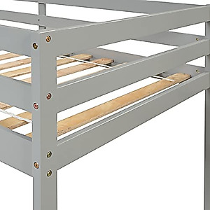 HomSof Loft Bed with Stairs and Storage,Gray