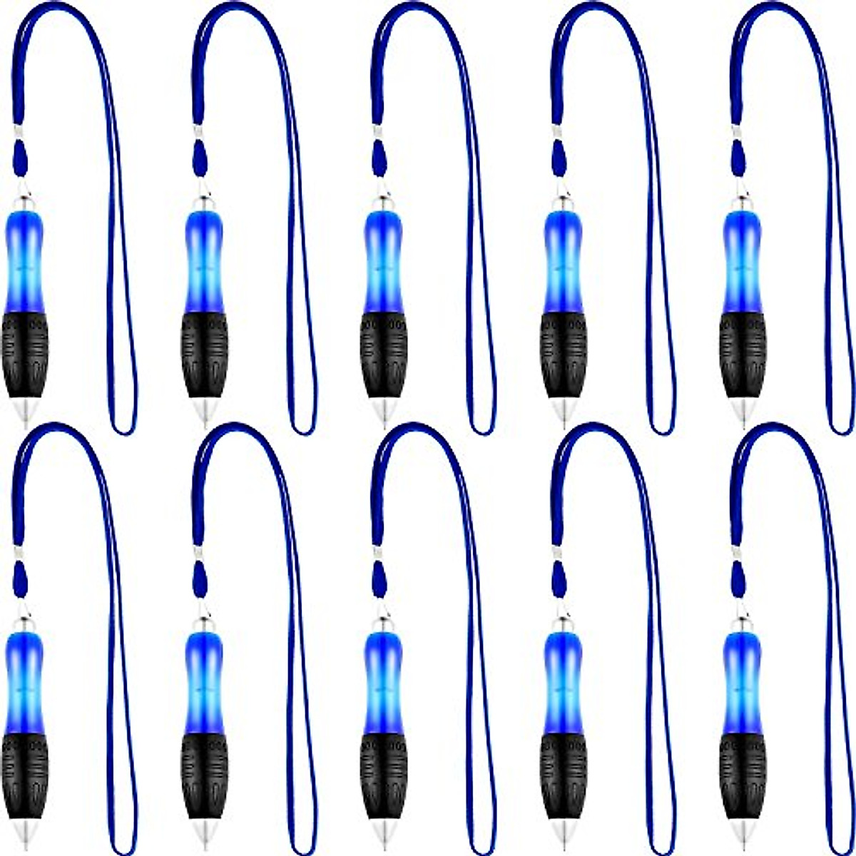 Jetec 10 Pieces Big Weighted Fat Pens Retractable Blue Body Ballpoint Pens with Hanging Rope Large Wide Grip Pens for Arthritis, Hand Pain, Parkinson, Tremors, Carpal Tunnel