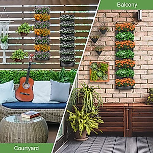 iPower Hanging Vertical Wall Planter 7 Pockets Upgraded Deeper Waterproof Herb Flower Growing Pouch Felt Cloth, for Yard Garden Courtyard Fence Home, Balcony Office Decoration