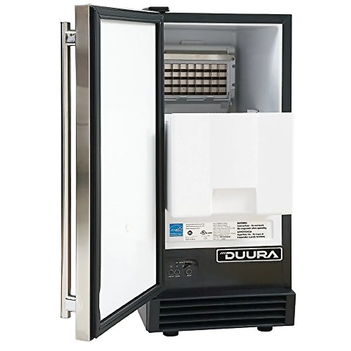 DUURA DI50 60Lb Premium Energy Star Clear Ice Cube Maker Machine for Built-in Undercounter or Freestanding Household Residential or Commercial Use, 15 Inch Wide, Silver