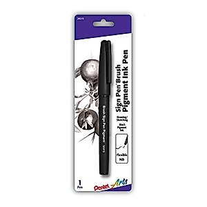 Pentel Arts Sign Pen Brush, Black Pigment Ink, 1 Pack (SESP15BPA)