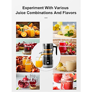 lectric Citrus Juicer, Reemix Full-Automatic Orange Juicer Squeezer for Orange, Lemon, Grapefruit, Citrus Juicer with Cleaning Brush, Easy to Clean and Use (Black)