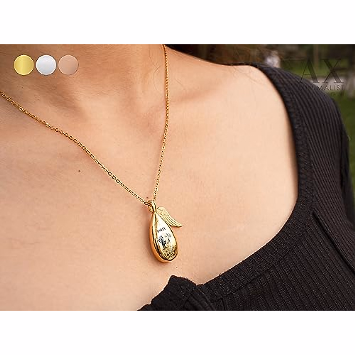 AX Minimalist Personalized Teardrop Urn Necklace For Dog Ashes, Rainbow Bridge Dog Necklace, Memorial Gifts, Rainbow Bridge Sympathy Gift (UNL-S23)