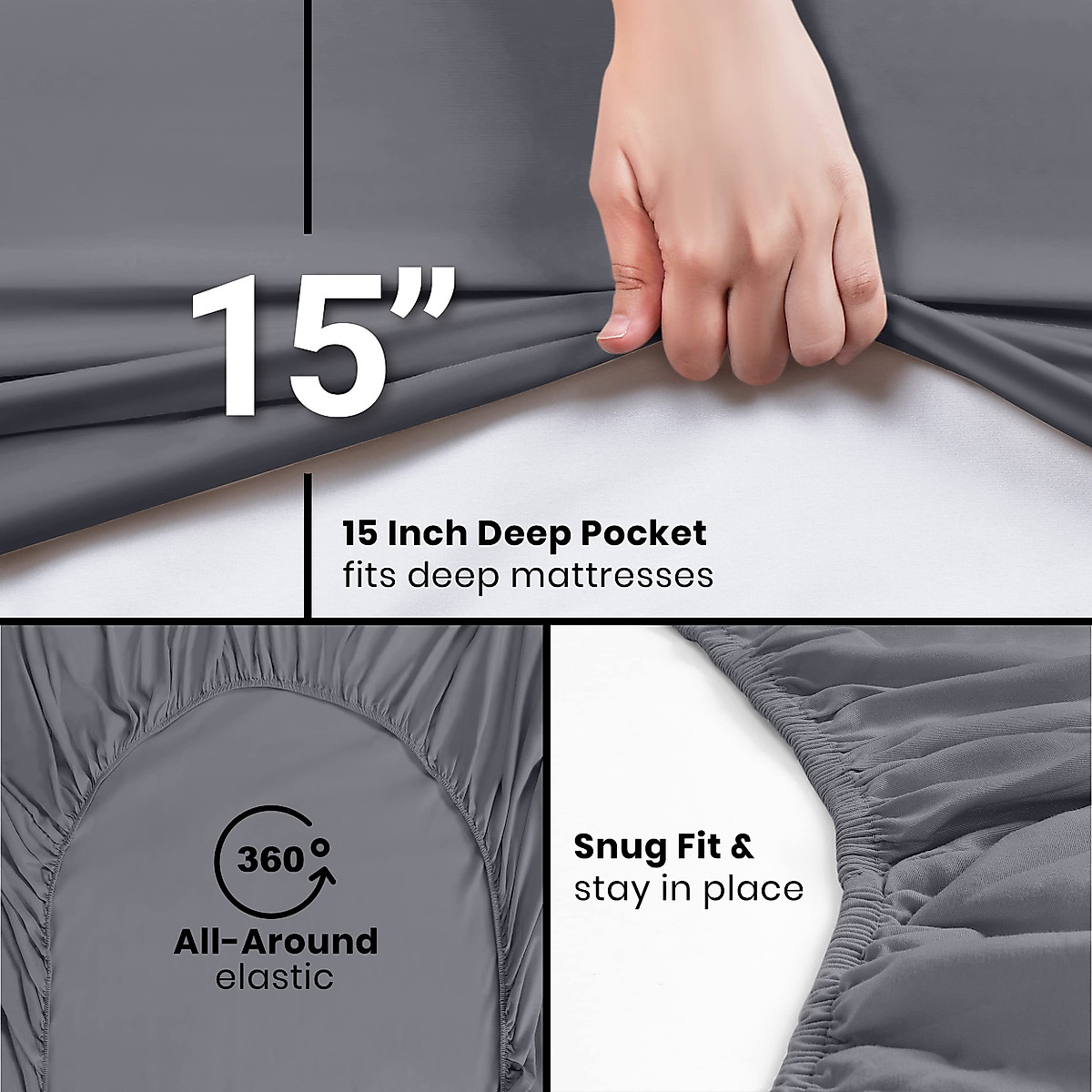 Utopia Bedding Twin Fitted Sheets - Bulk Pack of 6 Bottom Sheets - Soft Brushed Microfiber - Deep Pockets - Shrinkage & Fade Resistant - Easy Care (Grey)