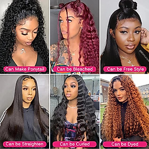 Nervoss Water Wave 13x4 HD Transparent Lace Front Wigs Human Hair Pre Plucked Deep Wave Glueless Wigs Human Hair 180% Denisty Lace Frontal Wigs Human Hair for Women Natural Black Color 22 Inch