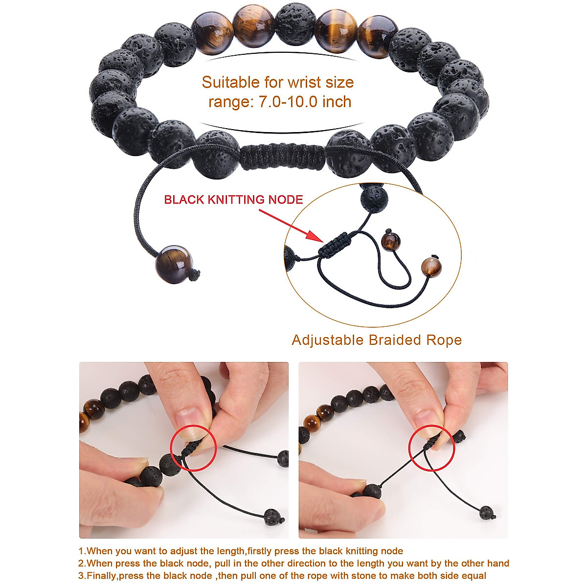 Tatuo Essential Oil Bracelet for Men Valentine's Day Birthday Gifts Diffuser Stone Lava Beads Bracelets for Aromatherapy