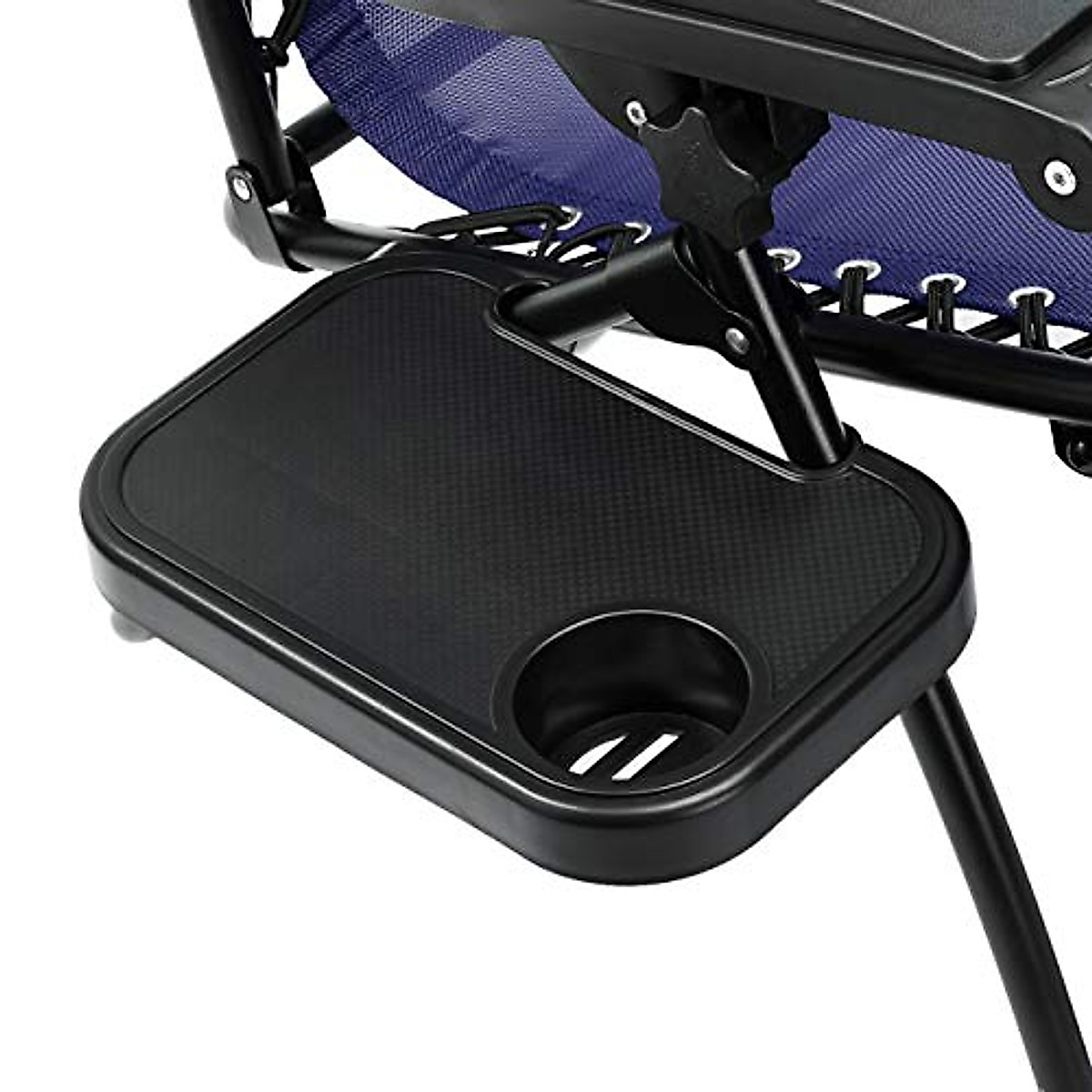 Amazon Basics Textilene Outdoor Adjustable Zero Gravity Folding Reclining Lounge Chair with Side table and Pillow - Pack of 2, Blue