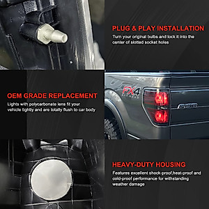 GORWARE Tail Light Assembly Pair of LH & RH Taillight Compatible with 2009-2014 Ford F-150 Pickup Truck Tail Light Rear Brake Lamp Left & Right Side W/Black Trim Red Lens Housing