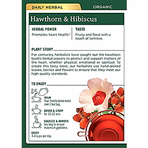 Traditional Medicinals Organic Hawthorn & Hibiscus Herbal Tea, Promotes Heart Health, (Pack of 4) - 64 Tea Bags Total