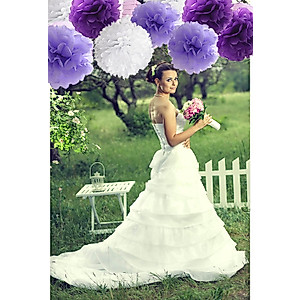 Purple Bridal Shower Decorations Set- Bride To Be Banner White Lavender Purple Big Size Tissue Paper Flower Pom Poms Latex Balloons for Lavender Purple Wedding Party Decor/Bachelorette Party