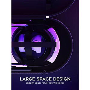 DESTEK OC1 Magnetic Charging Carrying Travel Case for Meta/Oculus Quest 2 VR Accessories, Universal Charging Large Storage Case for Meta/Oculus Quest 2 and Battery Head Strap- Window Version