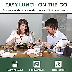 Umami Bento Box Adult Lunch Box with Utensils, 40 oz Large, All-in-One Meal Prep Compartment Lunch Box Containers for Men/Women, Cute Leak Proof Bento Box, Lunch Organizer