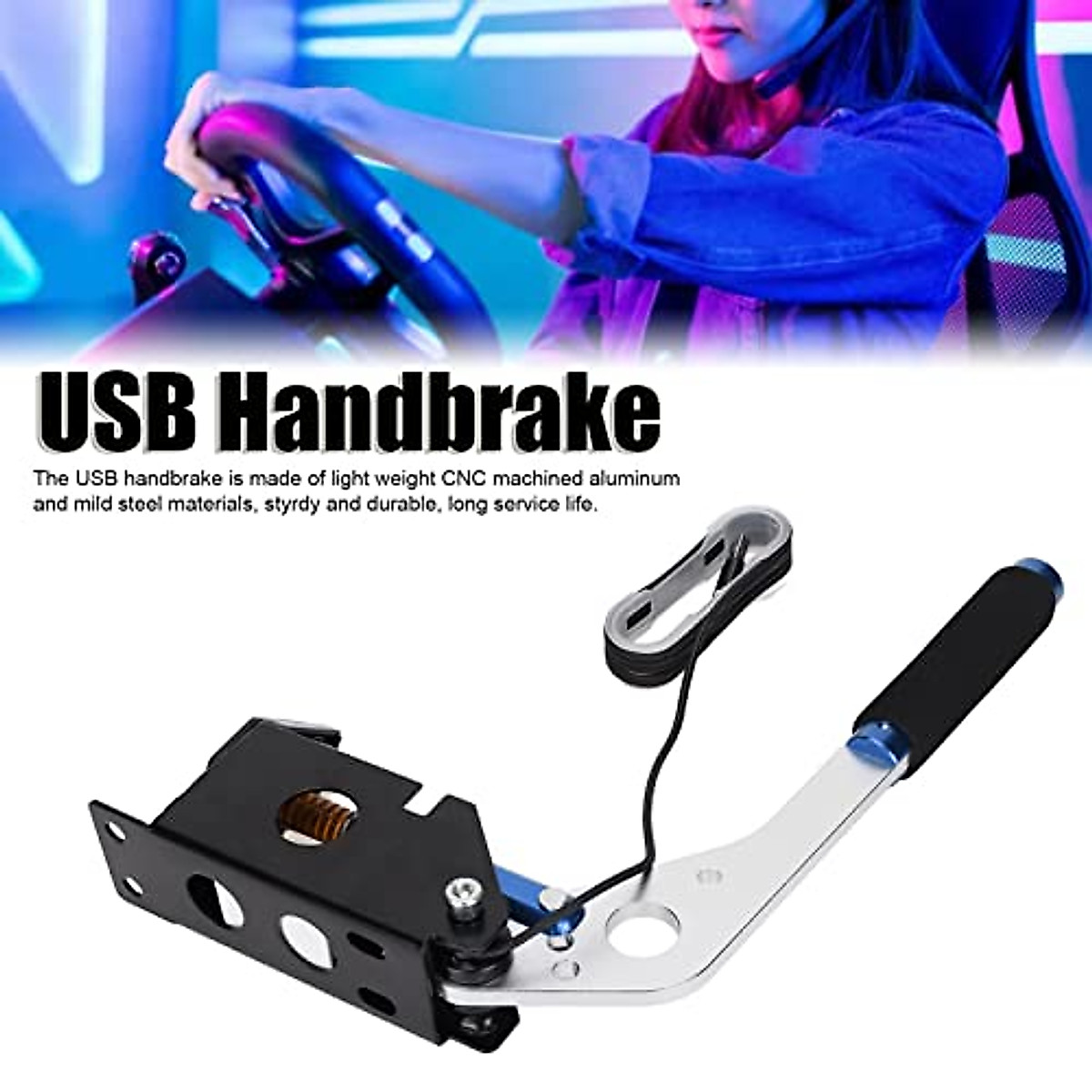 Game Handbrake, High Hardness Aluminium Alloy Easy Installation Linear Game Handbrake for G27 G25 G29(Blue)