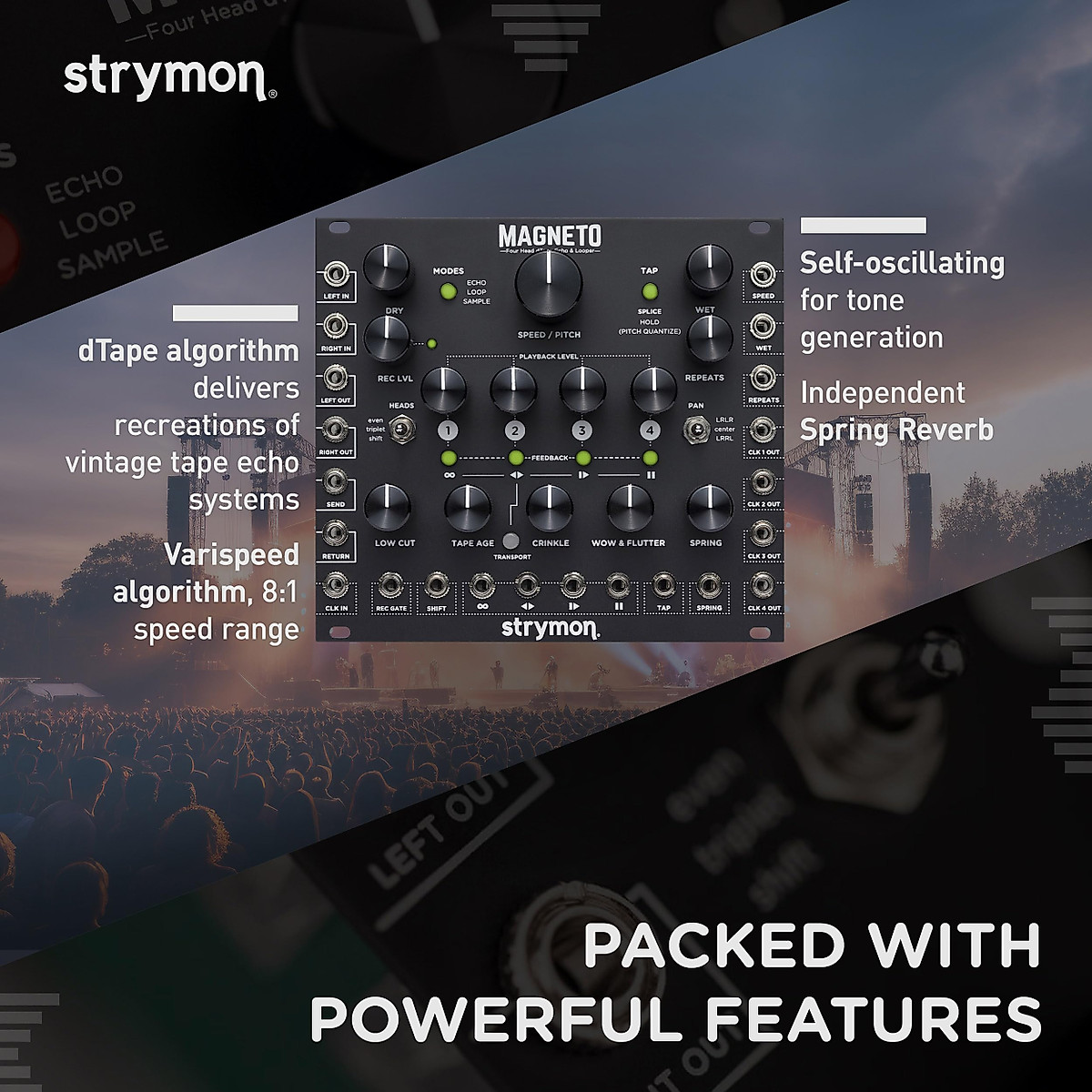 Strymon Magneto Four Head Tape Delay And Looper Eurorack Module with Spring Reverb for Eurorack Synth Setups