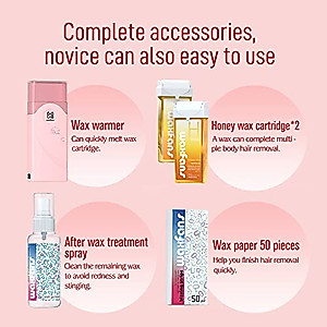 Waxfans Roll on Wax Kit,at Home Waxing Kit for Women ，Easy Rolling Wax roller ，Wax Warmer for Hair Removal,Wax Roller Kit