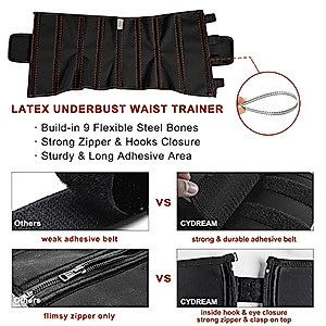 CYDREAM Women Latex Waist Trainer Belt Waist Cincher Trimmer Sport Girdle Corset Tummy Control Body Shaper Slim Belly Band (XX-Large, Black)