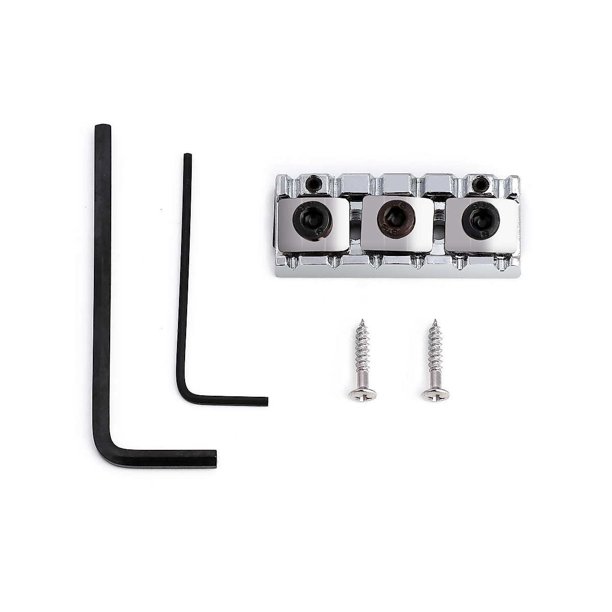 Bogart Guitar String Locking Nut for Floyd Rose Style Adjustable Height Locking Guitar Tremolo Bridge with Mounting Screw Shims and Wrench Chrome.