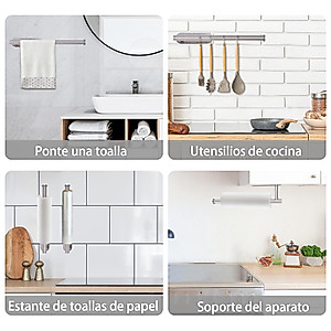 Foyou Paper Towel Holder Under Cabinett Countertop Wall Mount for Kitchen Bathroom Pantry Sink Countertop Counter,SUS304 Stainless Steel PaperTowel Rack Self Adhesive or Drilling,Silvery