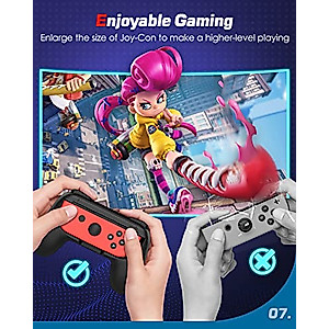 MoKo Grip for Nintendo Switch OLED Model Joycon & Switch Joy-Con, [2-Pack] Ergonomic Hand Grip Controller Handle Kit Compatible with Nintendo Switch/Switch OLED 2021 Joy Cons Controllers, Black