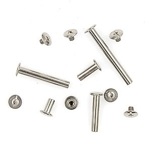 Alloypro 120 Pcs (60 Pair) M5 x 6/10/15/25/35/45 Silvery Phillips Chicago Screws Binding Screw Posts,Scrapbook Photo Albums Binding Screws Assorted Kit 6 Sizes for Leather Saddles Purses Belt Repair