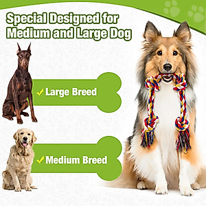 Large Dog Toys for Aggressive Chewers, 12 Pack Tough Dog Chew Toys for Large Dogs, Heavy Duty Tug of War Dog Toy, Indestructible Dog Rope Toy for Medium and Big Breed, 100% Cotton for Teeth Cleaning