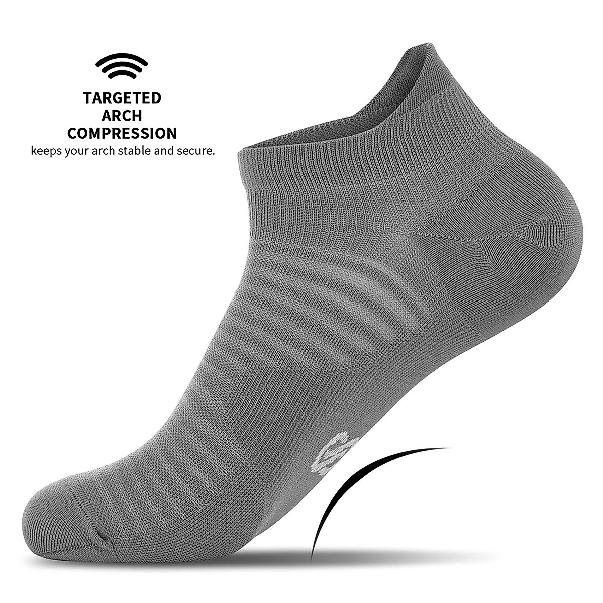 Compression Running Socks For Men and Women (6 Pairs), Ankle Socks with Arch Support, No Show Athletic Socks Low Cut for Running, Cycling, Golf