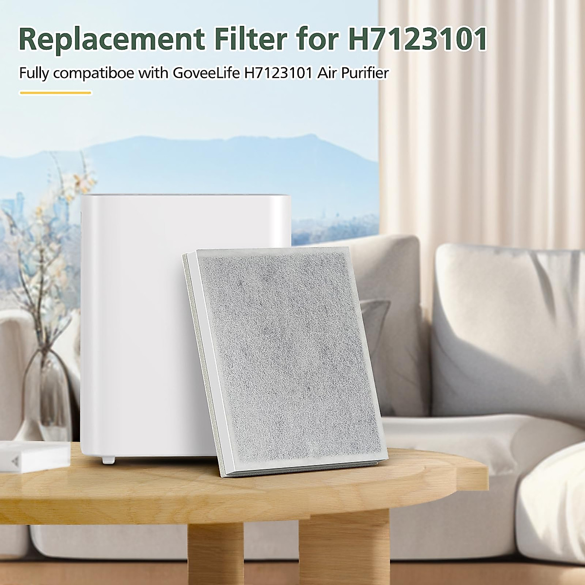 2 Pack H7123101/ H211 / H211S True HEPA Replacement Filter for Govee Life Smart Air Purifier, 4 Layers H13 True HEPA Air Filter for Dust, Pollen, 2 Pack HEPA Filter + 4 Washable Pre-filter
